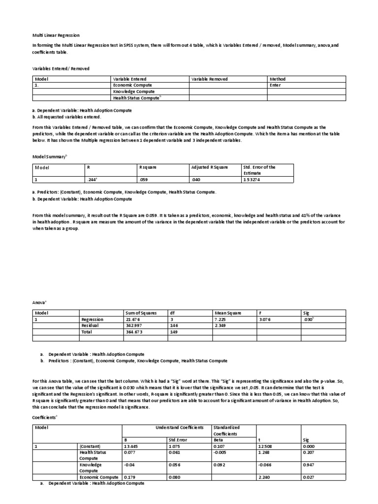 Multiple Linear Regression | PDF | Dependent And Independent Variables | Regression Analysis