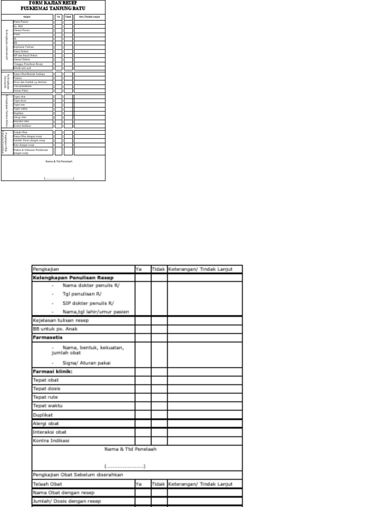 Form Kajian Resep Pdf