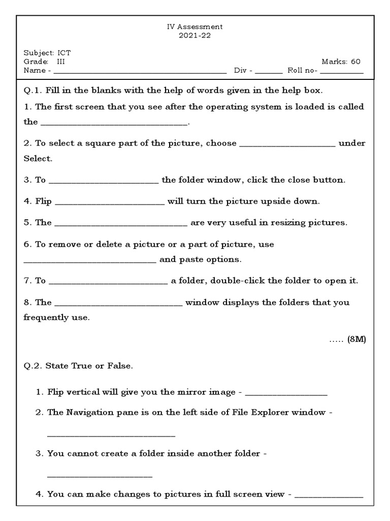 ICT-4th assessment-GRADE 3 | PDF | Computer File | Computing