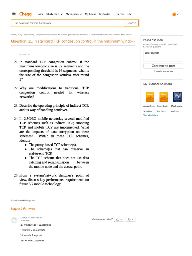 in Standard TCP Congestion Control, If The Max... | PDF | Network Congestion | Transmission ...