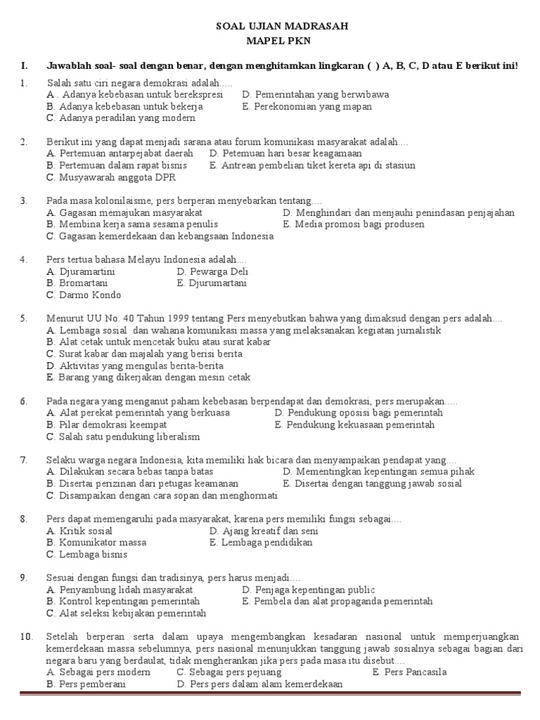 Soal PKN - Fix | PDF