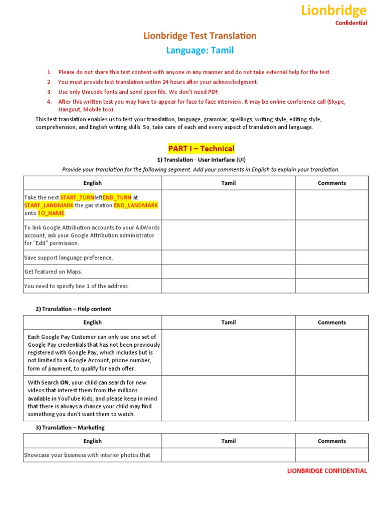 Providing Accurate Translations and Reviews for a Translation Test ...