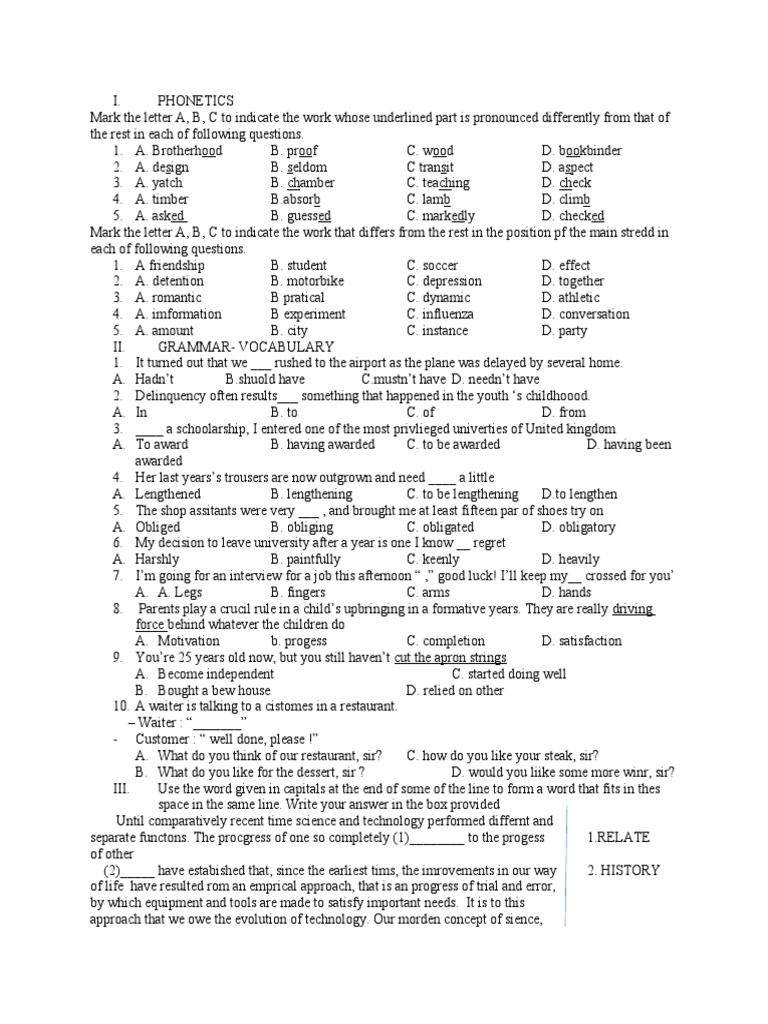 English Test For Grade 9 - 2019 | PDF | Science | Cognition