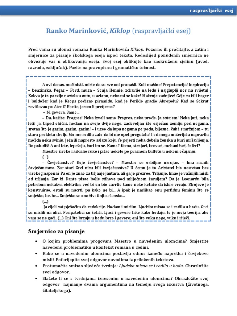 Kiklop Raspravljacki Esej | PDF