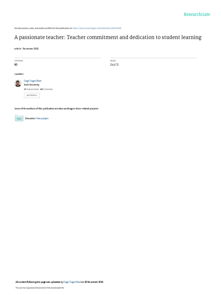 A Passionate Teacher-Teacher Commitment and Dedication To Student ...