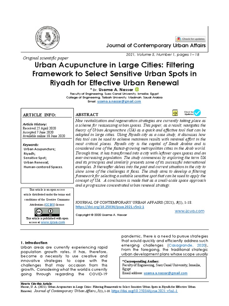 Urban Acupuncture in Large Cities: Filtering Framework To Select ...