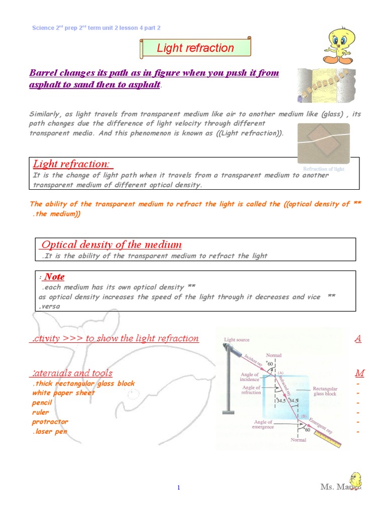Light Refraction: Barrel Changes Its Path As in Figure When You Push It ...