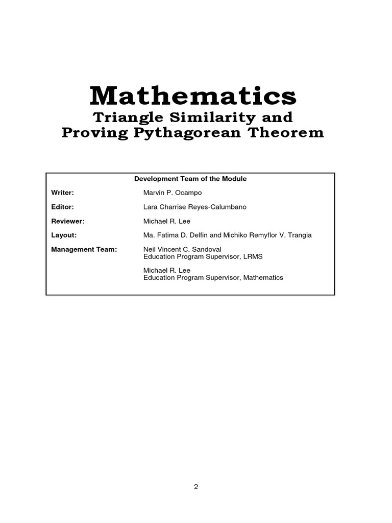 Proving Triangle Similarity & Pythagorean Theorem | PDF | Triangle ...