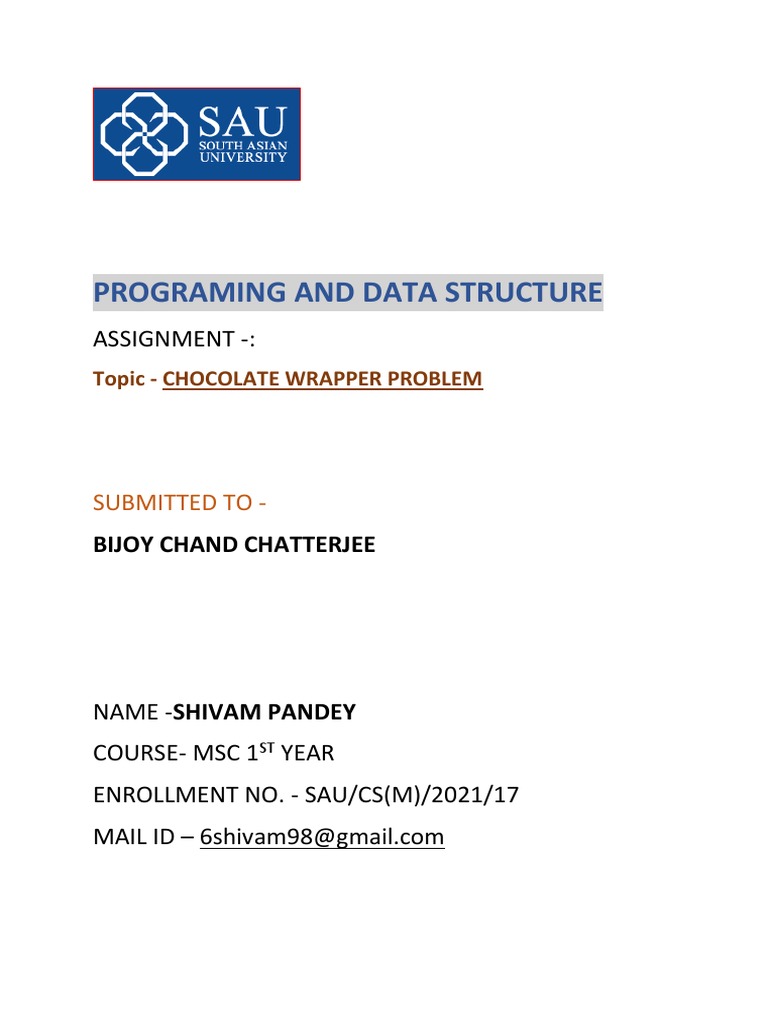 Choclate Wrapper Problem (Shivam Pandey) | PDF | Algorithms | Subroutine