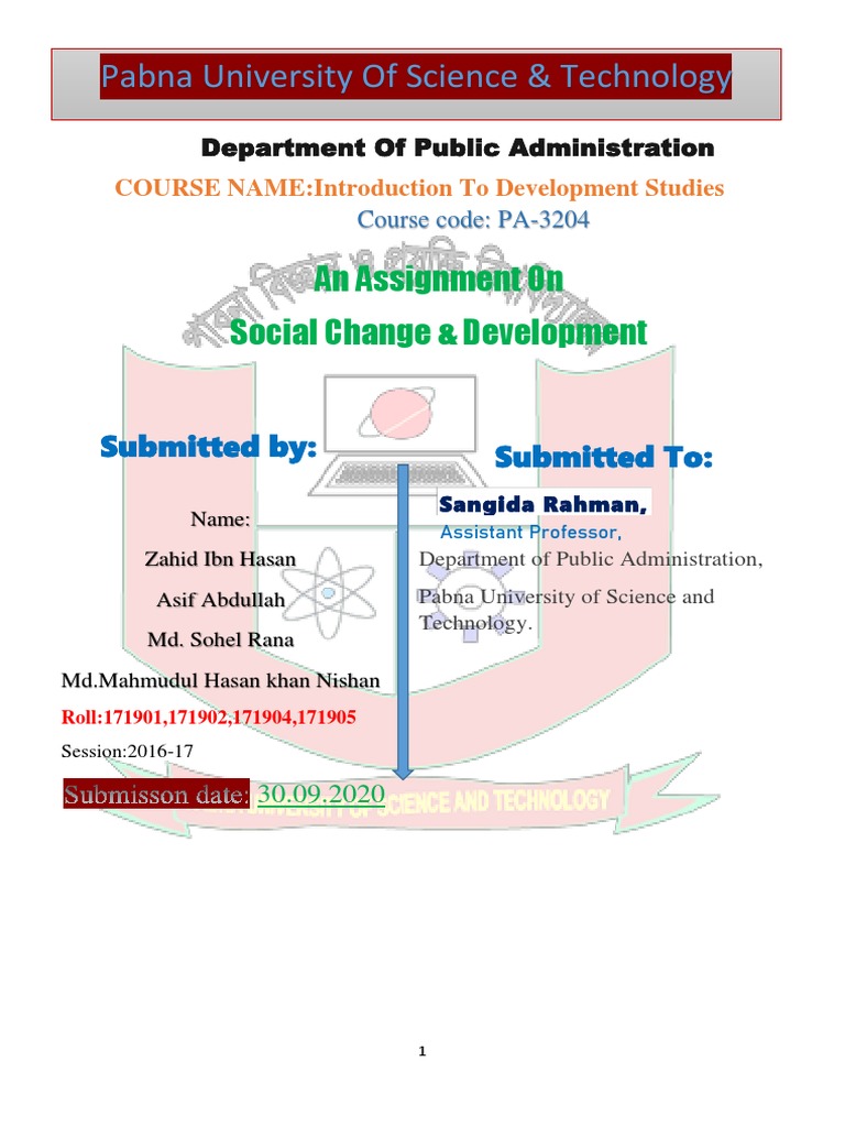 An Assignment On Social Change & Development | PDF | Sociocultural Evolution | Social Theory