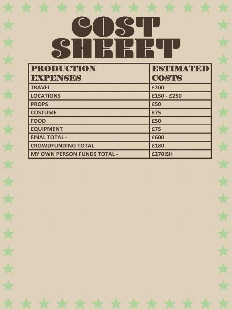Cost Sheet | PDF