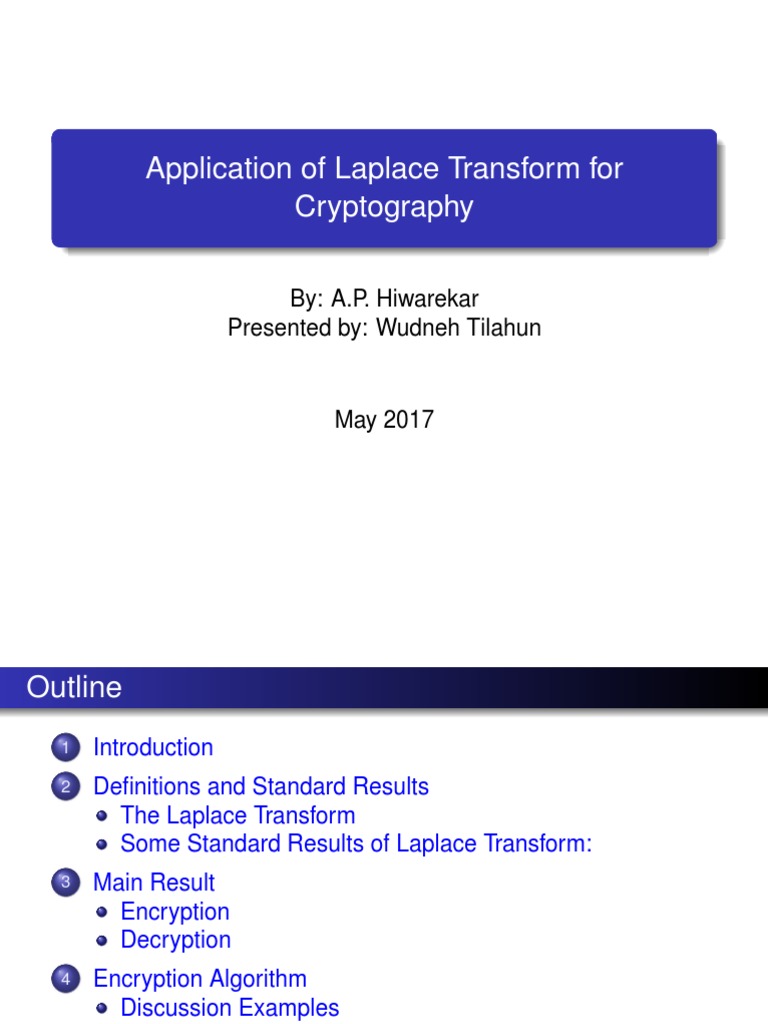 Application of Laplace Transform For Cryptography | PDF | Cryptography | Encryption