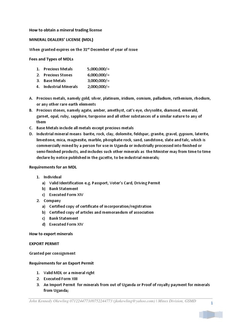 How To Obtain A Mineral Trading License Mineral Dealers' License (MDL ...