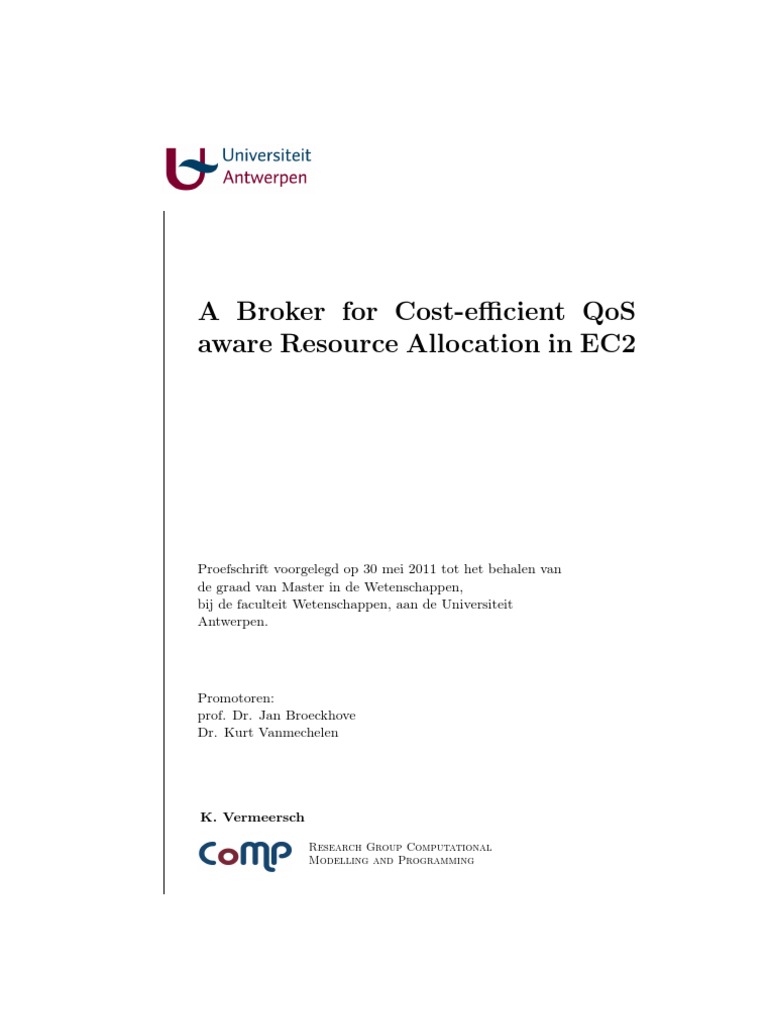 A Broker For Cost-Efficient QoS Aware Resource Allocation in EC2 | PDF | Cloud Computing ...