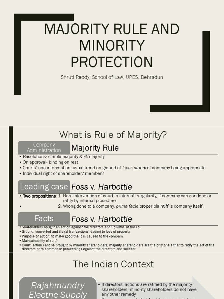 Majority Rule and Minority Protection | Download Free PDF | Standing ...