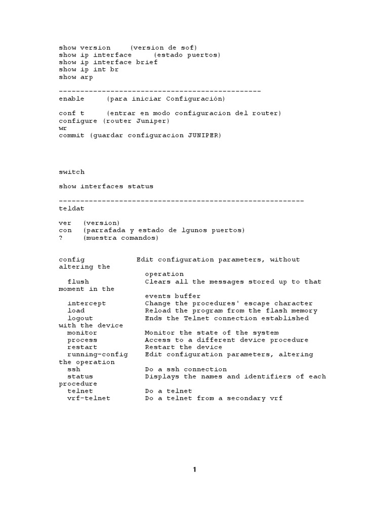 Comandos Routers Cisco - TELDAT - JUNIPER | PDF