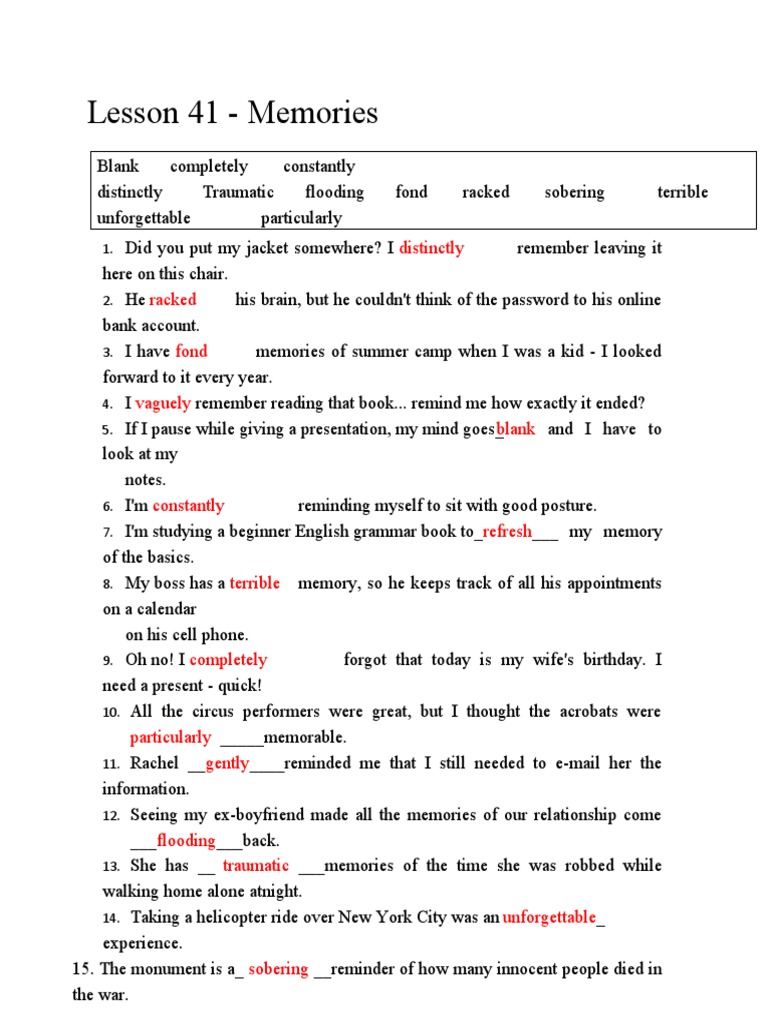 Collocation Memories | PDF | Memory