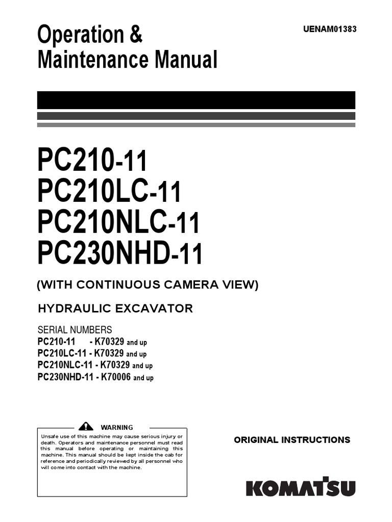 PC210LC 11 Operators Manual | PDF | Exhaust Gas | Safety