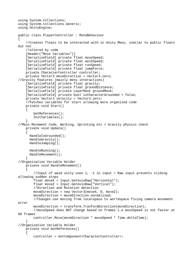 PlayerController Cs | PDF | Mechanics | Physics