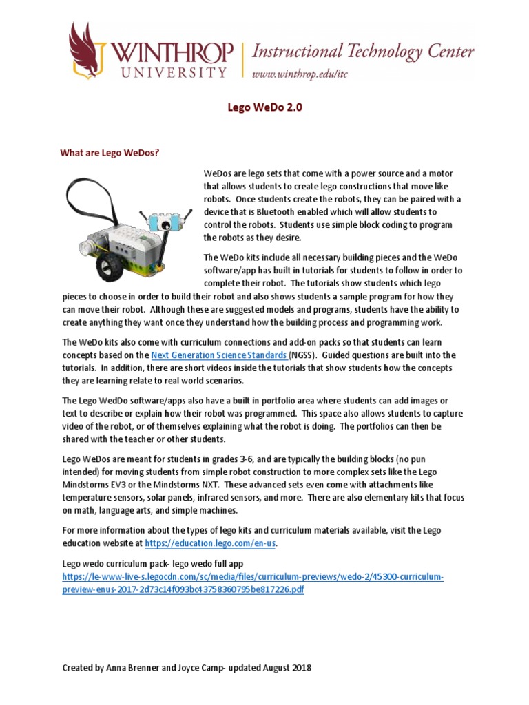 Lego Wedo 2 0 What Are Lego Wedos Pdf Force Design
