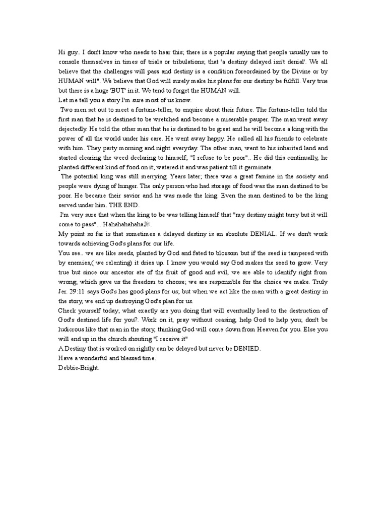 Delayed But Not Denied | Download Free PDF | Religious Belief And Doctrine