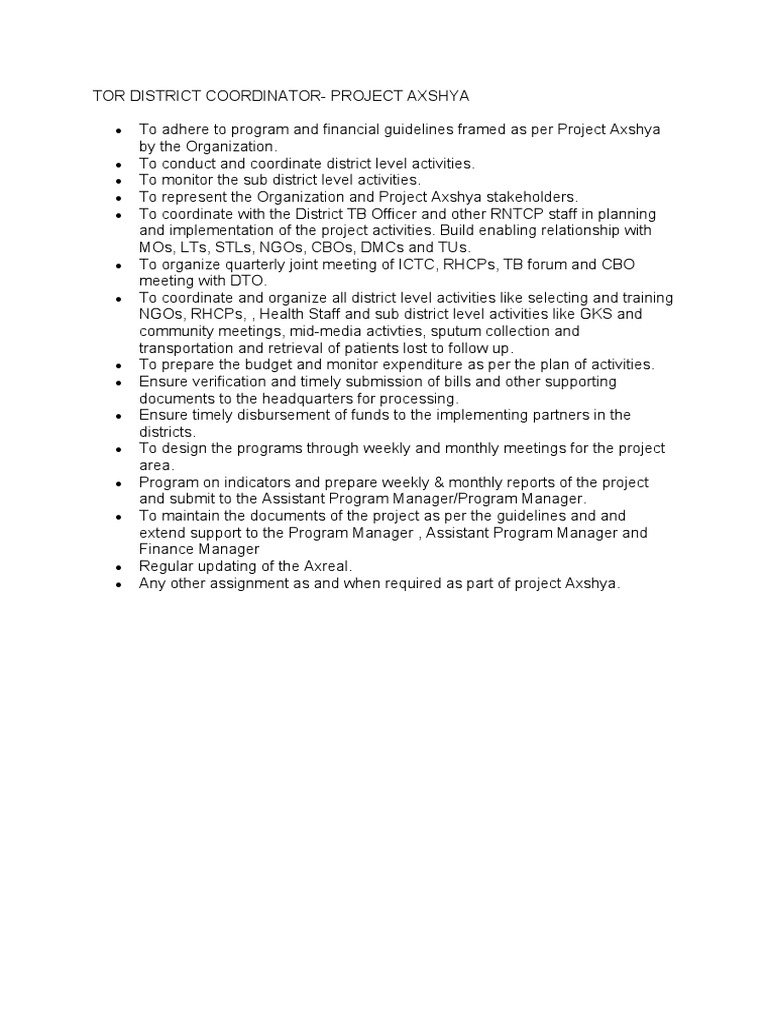 Tor District Coordinator | PDF