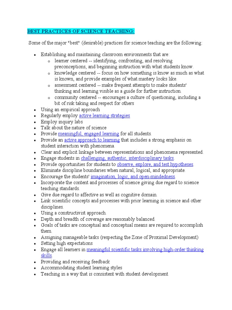 Best Practices in Science Teaching | PDF | Learning | Science