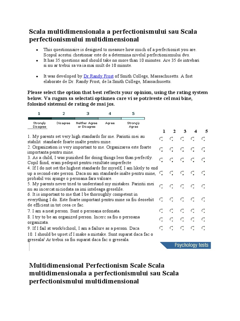 Multidimensional Perfectionism Scale-1 | PDF | Anxiety | Perfectionism (Psychology)