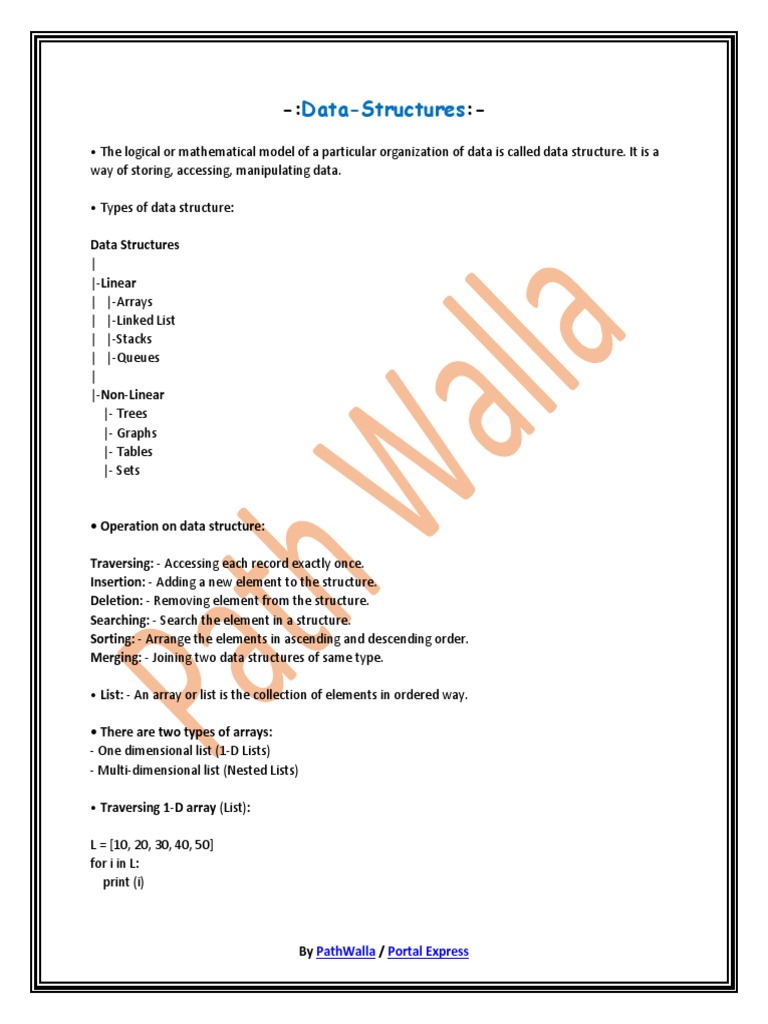 Data Structures Note Pdf Queue Abstract Data Type Array Data