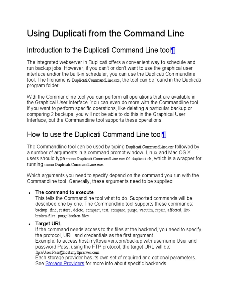 Using Duplicati From The Command Line Download Free Pdf Command