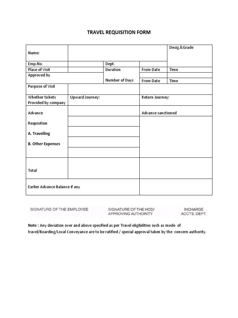 HR10.1-Travel Requisition Form Business Travel Annexure I | PDF