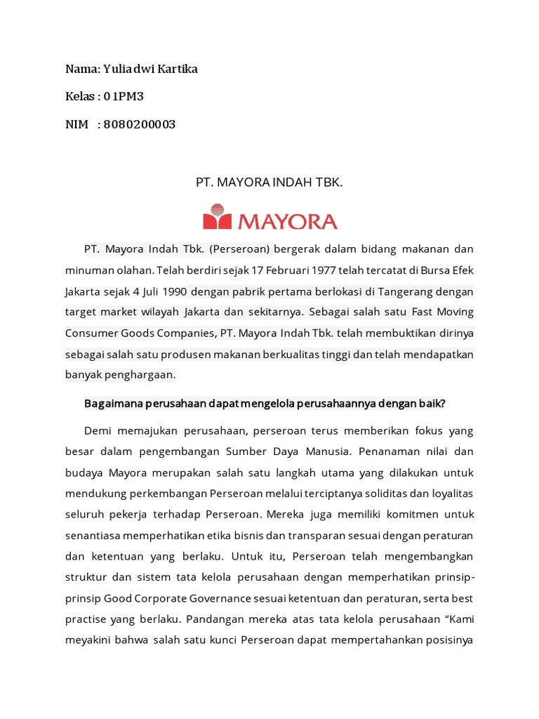 Mayora Indah: Kinerja dan Inovasi 2020 | PDF | Bisnis | Pengelolaan ...