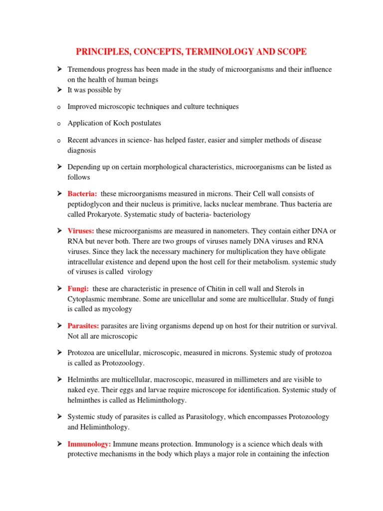 Principles, Concepts, Terminology and Scope | PDF | Microbiology ...