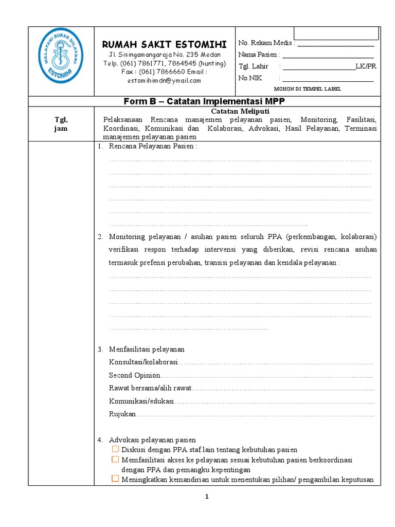 03 Form B - Catatan Implementasi MPP | PDF