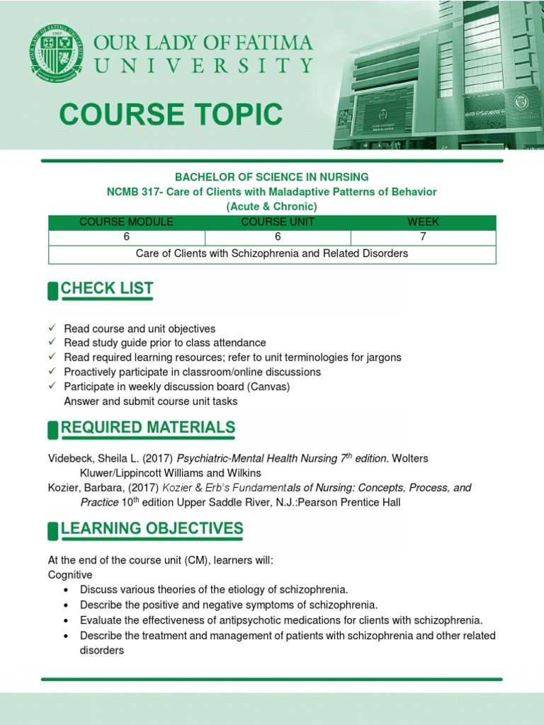 Schizophrenia Care Course Module | PDF | Psychosis | Mental Disorder