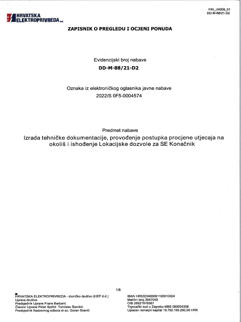 Zapisnik o Pregledu I Ocjeni Ponuda | PDF