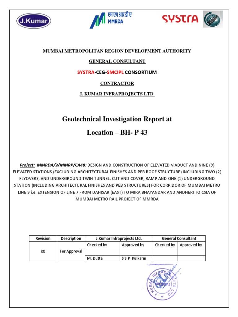 Geotechnical Investigation Report at Location BH-P43 | PDF | Deep ...