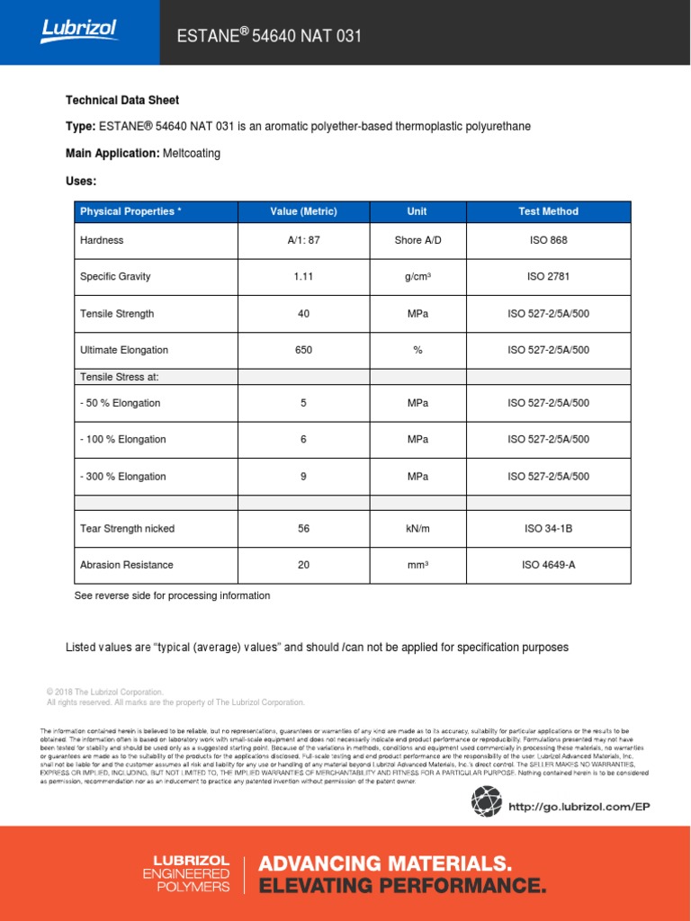 Estane 54640 Nat031 TDS | PDF | Computers