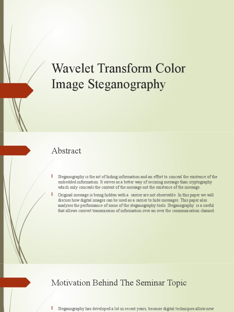 Wavelet Transform Color Image Steganography | PDF