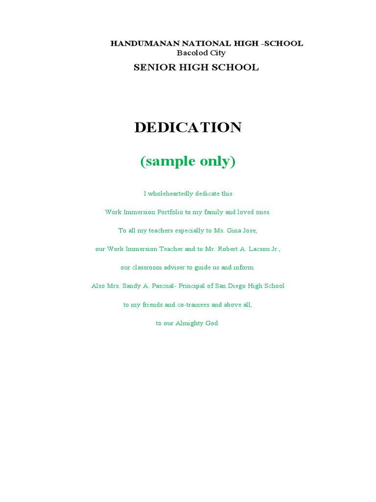 WI Portfolio Dedication | PDF