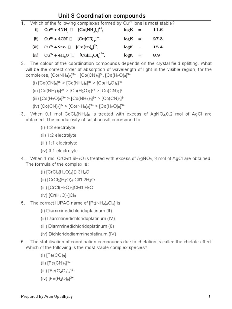 08 Coordination Compounds 1 | PDF | Ligand | Coordination Complex