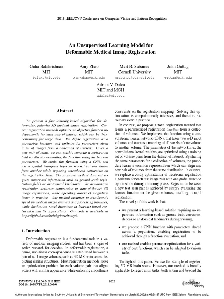 An Unsupervised Learning Model For Deformable Medical Image ...
