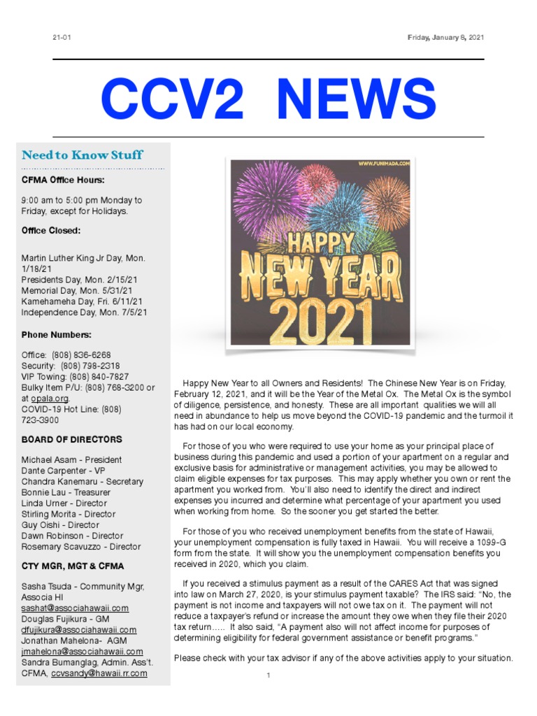 Ccv2 News: Need To Know Stuff | PDF | Taxes | Internal Revenue Service