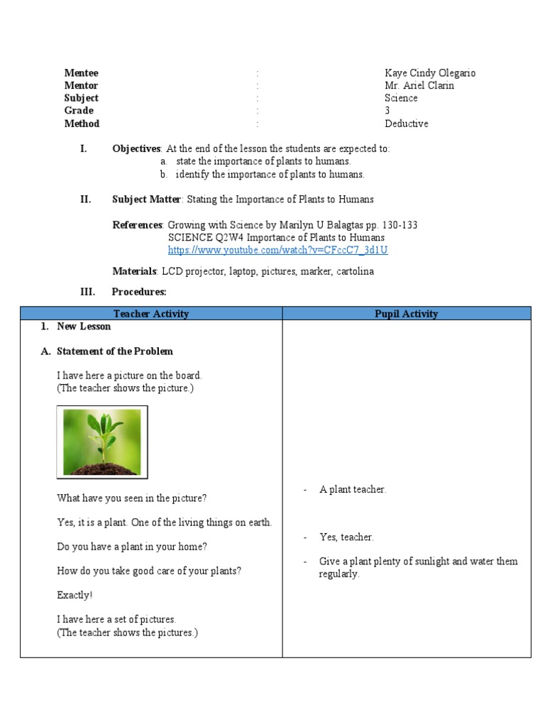 Deductive Lesson Plan | PDF | Foods | Trees
