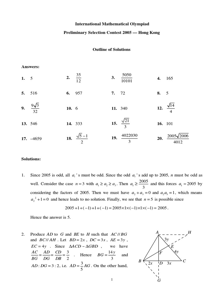 International Mathematical Olympiad Preliminary Selection Contest 2005 ...