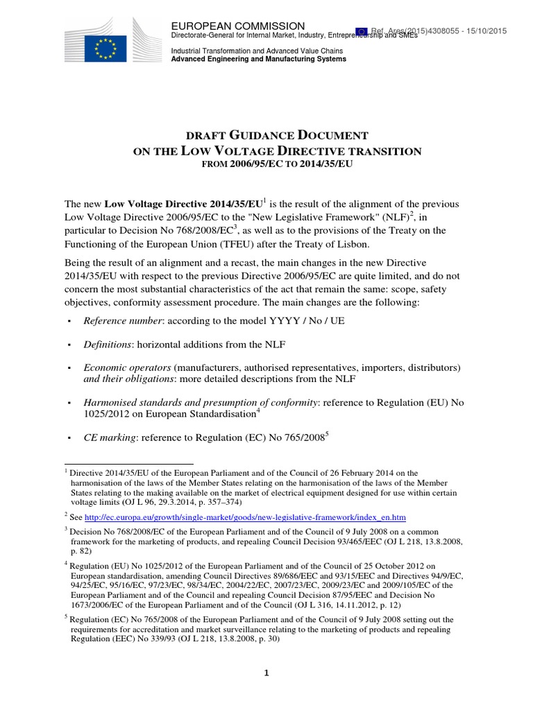 20151014-161344 - Q& A ON THE TRANSPOSITION OF LVD 2014 35 EU | PDF ...