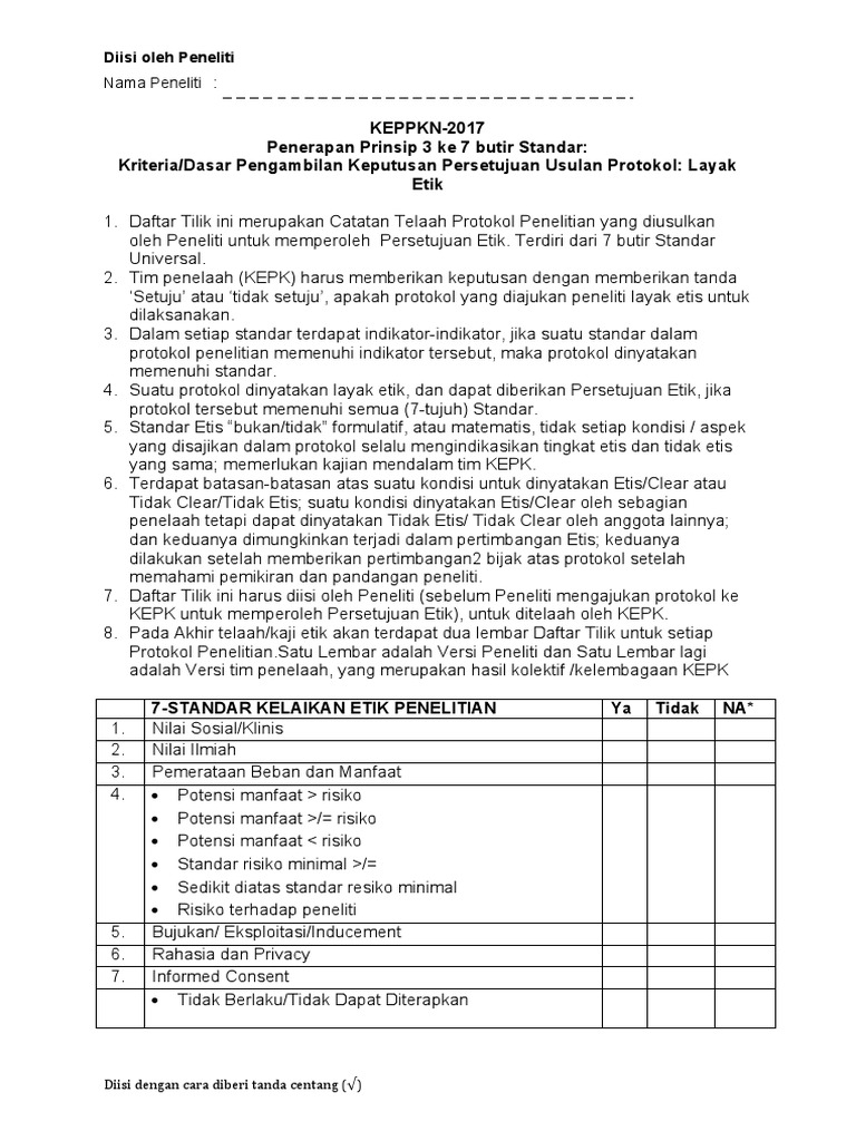 Check List 7 Standar | PDF