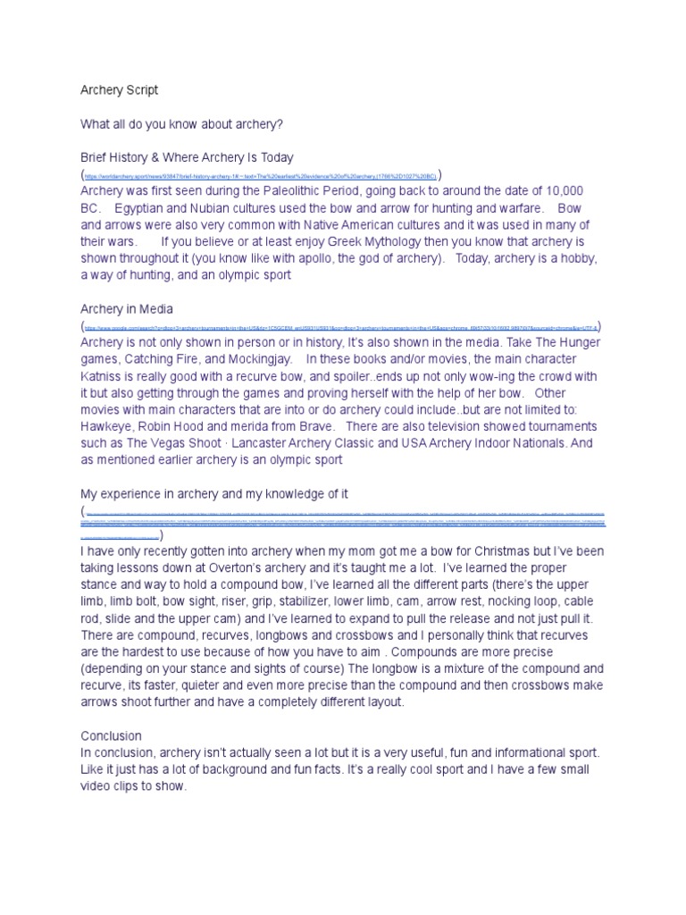 Archery Speech Script | PDF | Archery | Projectile Weapons