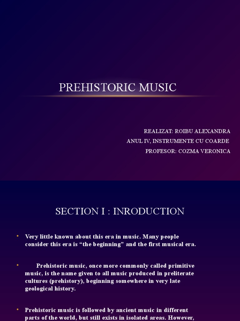 Prehistoric Music: Realizat: Roibu Alexandra Anul Iv, Instrumente Cu ...