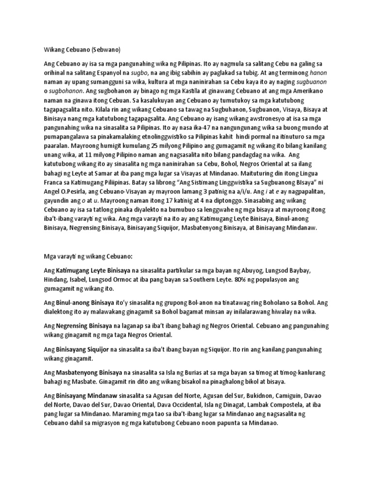 Wikang Cebuano-Sugbohanon | PDF